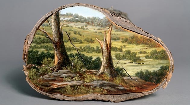 Beautiful Paintings on Fallen Tree Logs Mirror Their Natural Origins