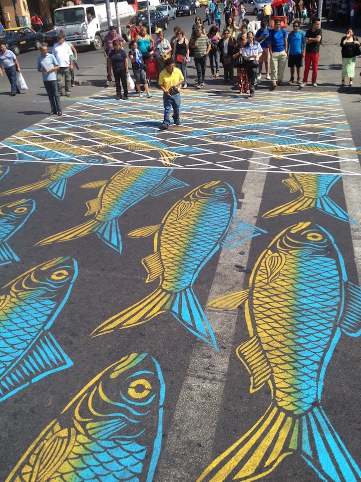 Artist Playfully Transforms Street Markings Into Works of Art