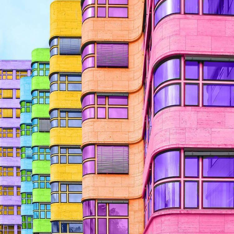 Graphic Designer Reimagines Iconic Buildings with Kaleidoscopic Colors ...