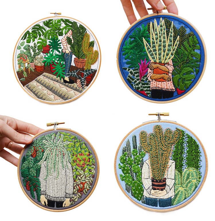 Colorful Still-Life Embroideries of Quaint Houseplants and Modern ...