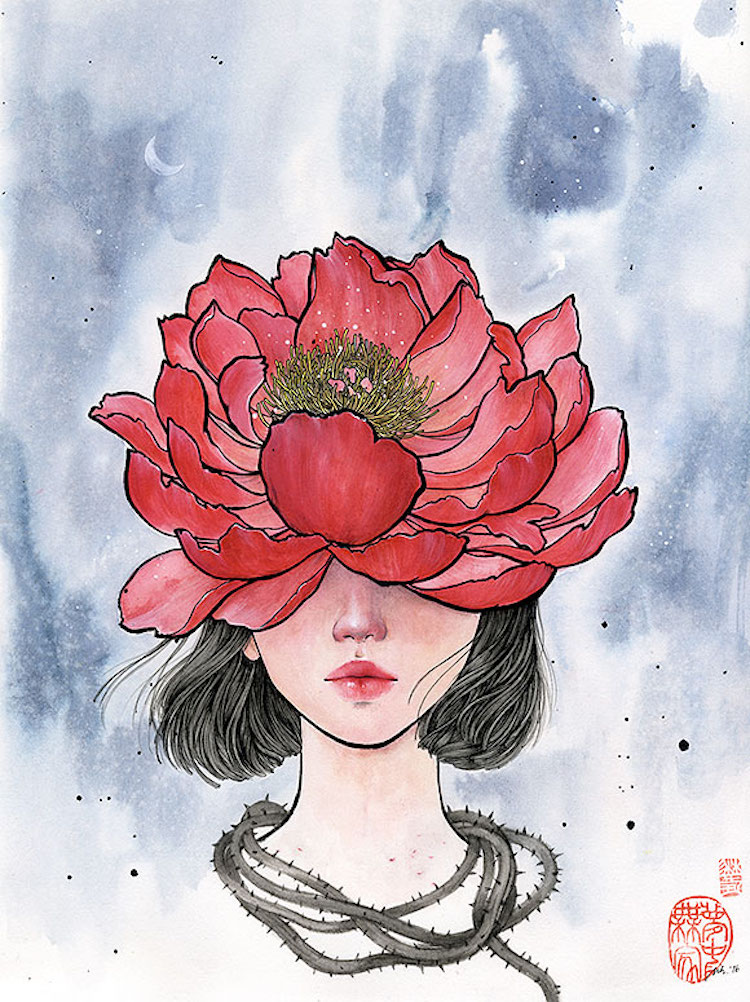 Powerful and Ethereal Paintings Cloak Women in Blooming Flowers | My ...