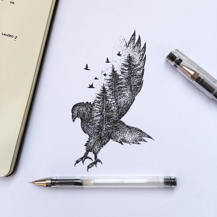 Intricate Pen Drawings Interweave Elements of the Natural World | My ...