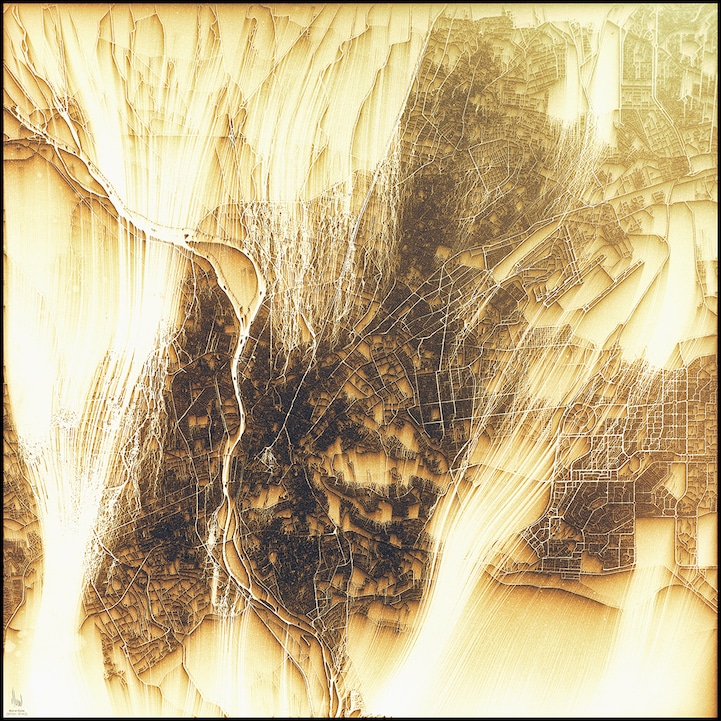 World’s Cities Transformed into Vibrant, Flowing Maps of Eroded Terrain ...