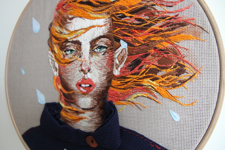Painterly Embroidered Portraits Weave in Fabrics to Form Sculptural ...