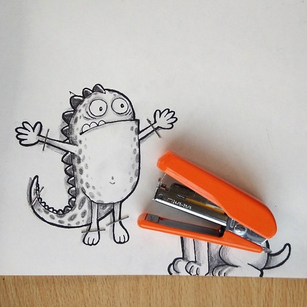 Artists’ Adorable Doodles Interact with Real Life Objects | My Modern Met