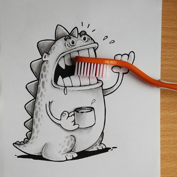 Artists’ Adorable Doodles Interact with Real Life Objects | My Modern Met