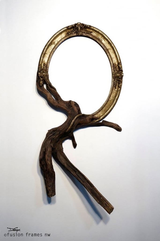 Reclaimed Gnarled Wood Branches Seamlessly Flow from Ornate Picture Frames | My Modern Met