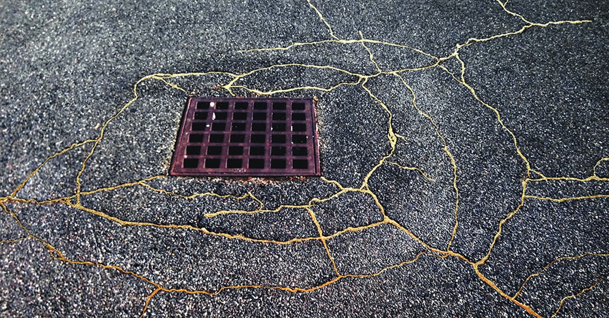 Sidewalk Kintsukuroi is a Contemporary Piece of Kintsugi Art