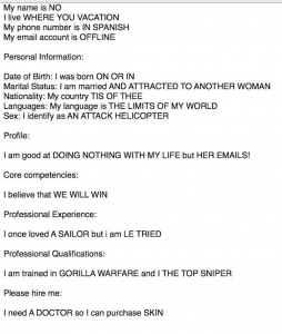 Funny Resume Made from Google Autocomplete, Now Try Your Own