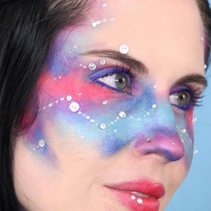 Galaxy Face Makeup Creates the Swirling Cosmos Across the Skin