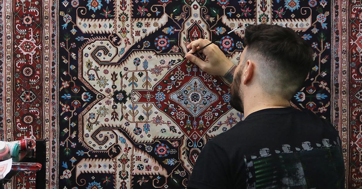 Contemporary Art Painting of Intricately Patterned Rugs by Jason Seife