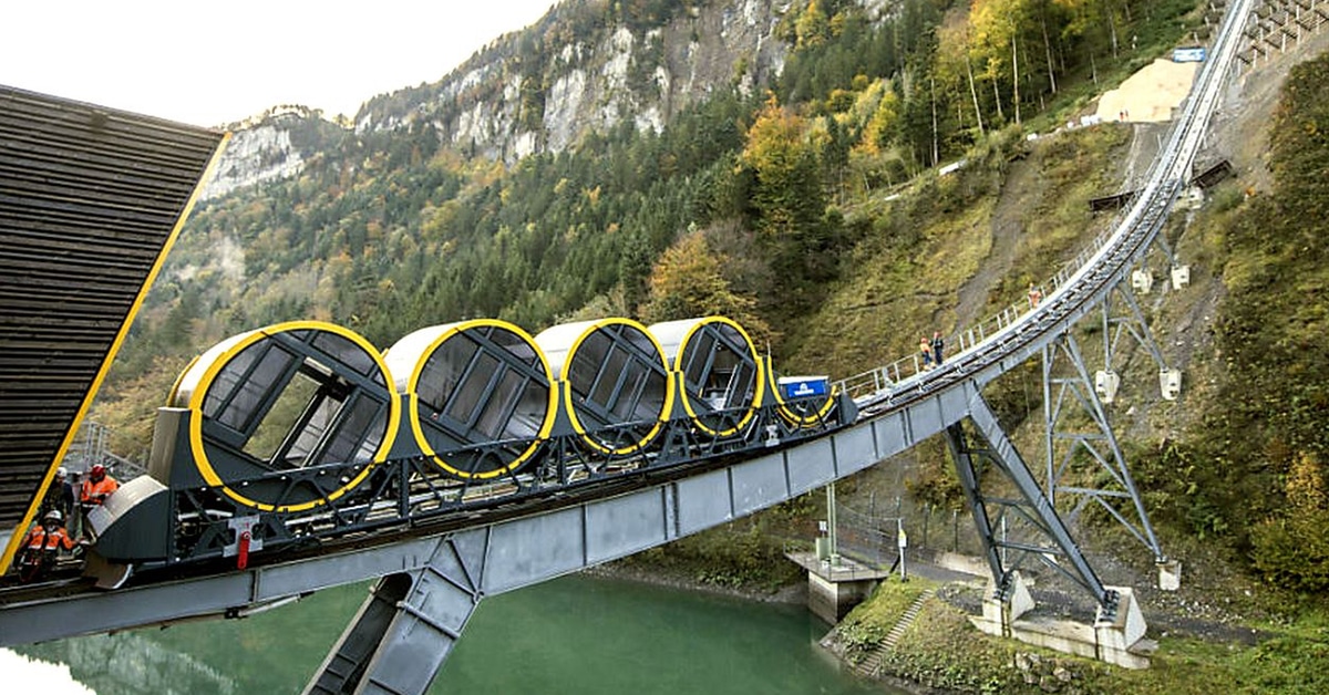 StoosBahn is in Switzerland is the World's Steepest Funicular