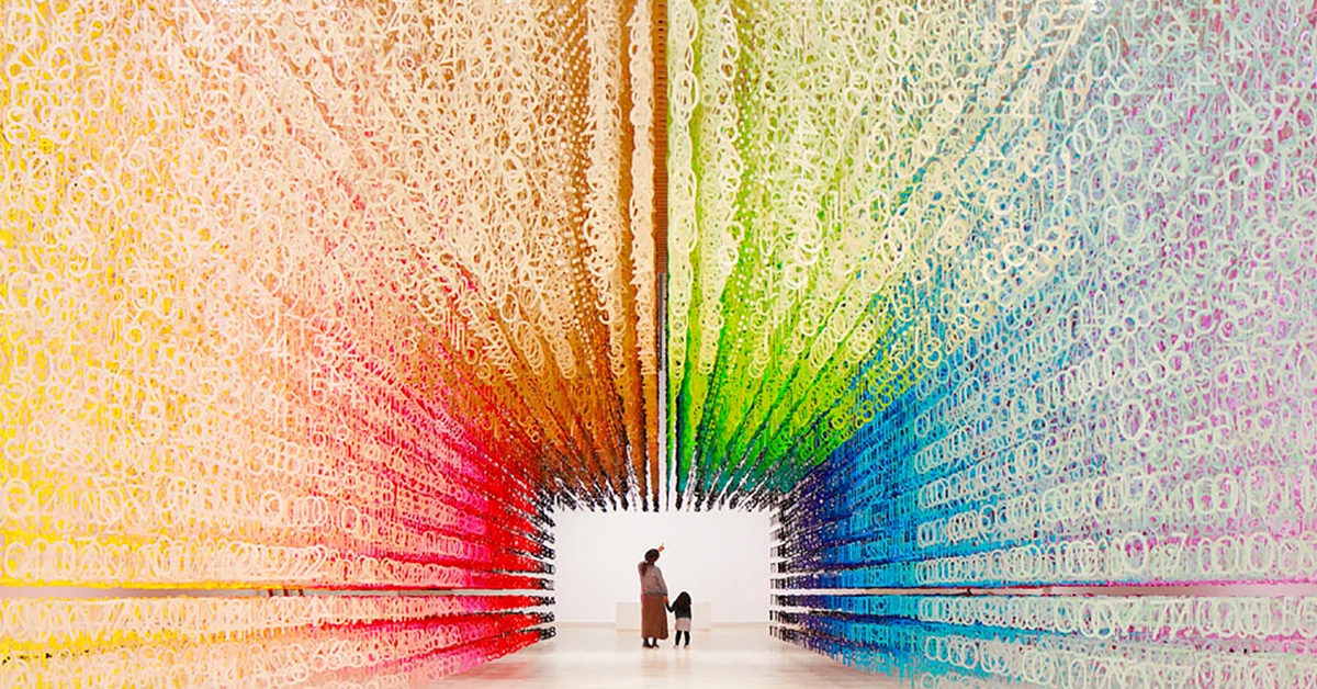 Artist’s Rainbow-Hued Installation is Composed of 120,000 Paper Cut-Outs