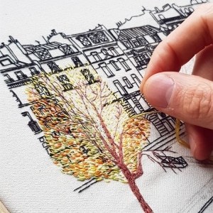 Textile Artist Couple Create Charming Architecture Embroidery Designs