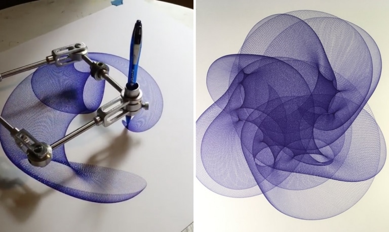 Hypnotic Spiral Drawings Crafted by Mechanical Drawing Machine