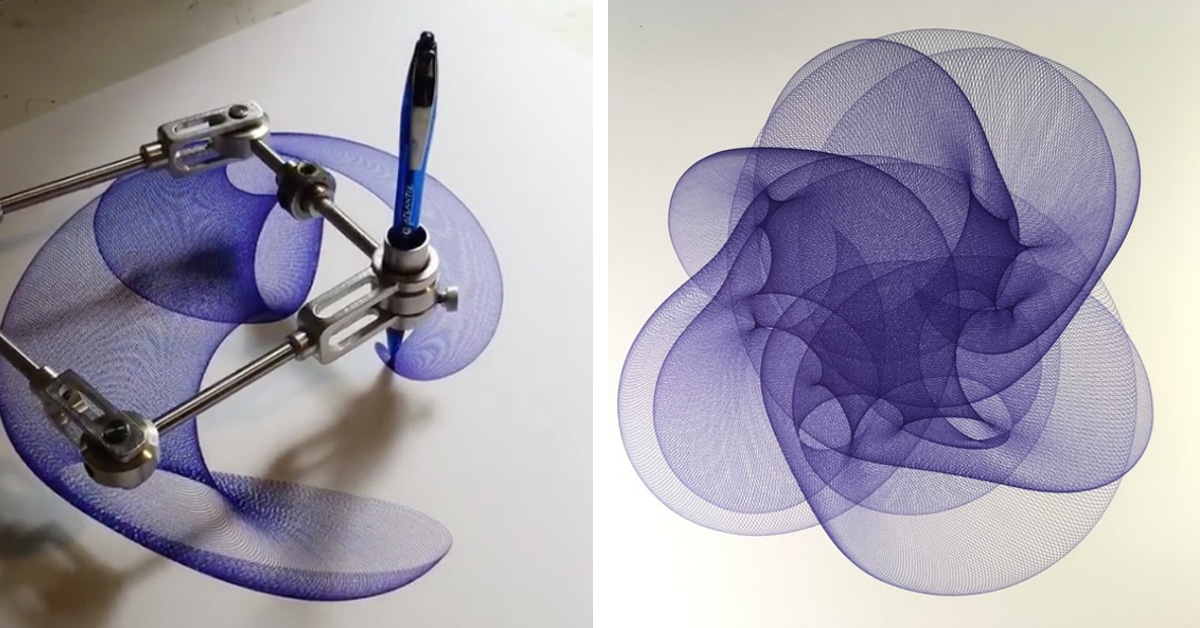 Hypnotic Spiral Drawings Crafted by Mechanical Drawing Machine