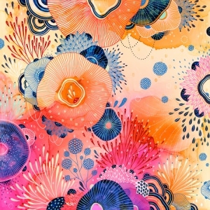 Artist Paints Biomorphic Universes Bursting with Colorful Flora and Fauna