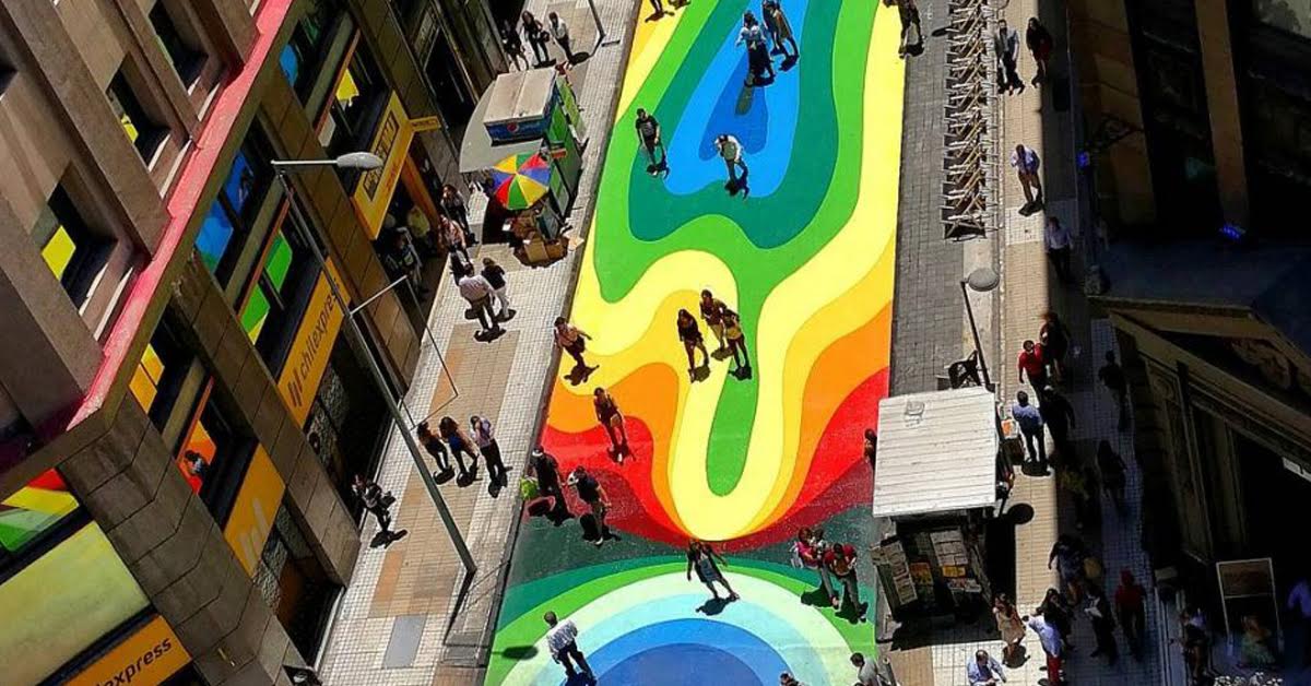 Santiago Turn a Busy City Street Into a Colorful Work of Urban Art