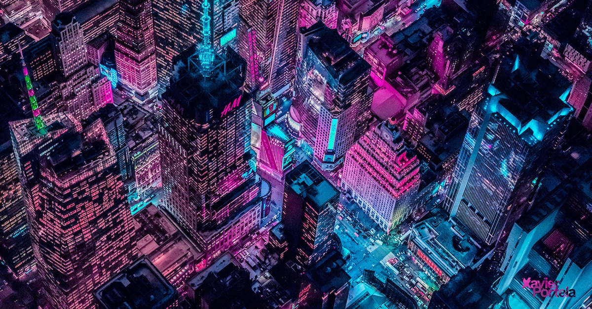 Aerial Photos of a Glowing New York City by Xavier Portela