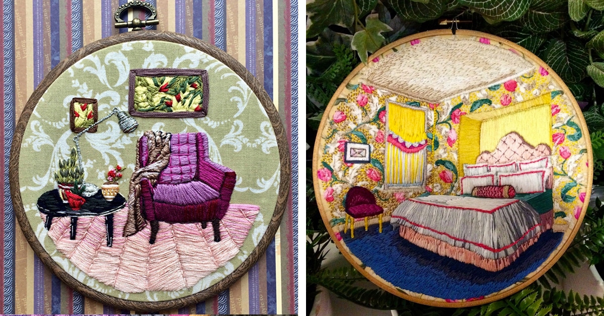 Charming Embroidery Designs Feature Stitched Home Interiors