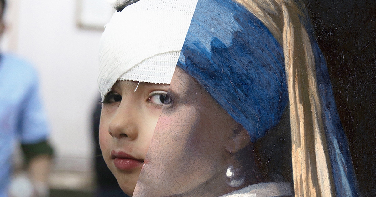 Digital Collage Shows Contrast Between The West and War Afflicted East