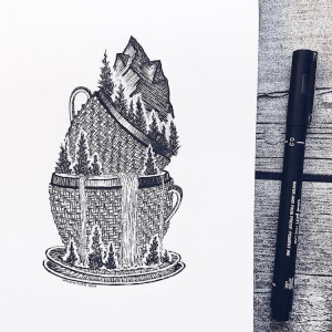 Artist Illustrates Magical Outdoor Adventures with Striking Stippling Art