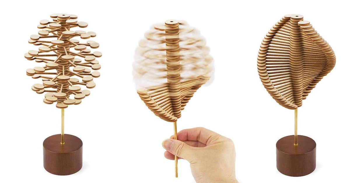 The Helicone is a Kinetic Wooden Toy That Shape-Shifts Before Your Eyes