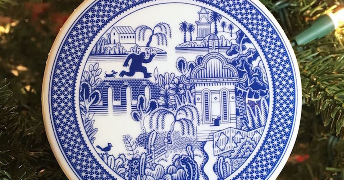 Mini Porcelain Plates Reveal a Playful Twist on Traditional Willow Pattern