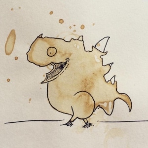 Artist Turns Coffee Stains into Mischievous Monster Drawings