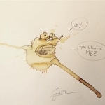 Artist Turns Coffee Stains into Mischievous Monster Drawings
