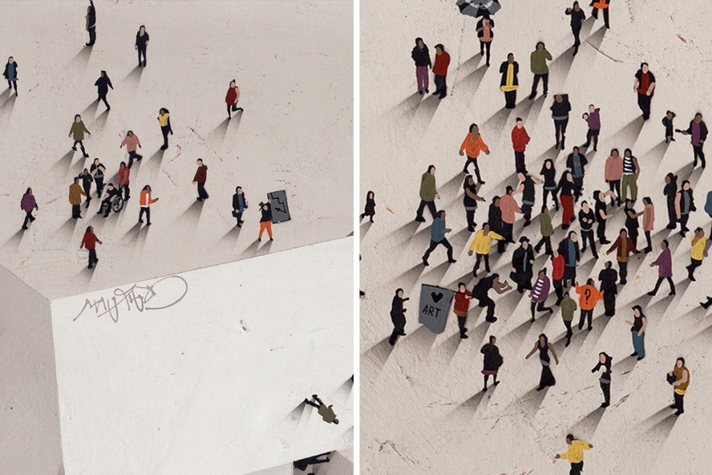 Tiny Painted People Band Together to Form Unique Portrait Art