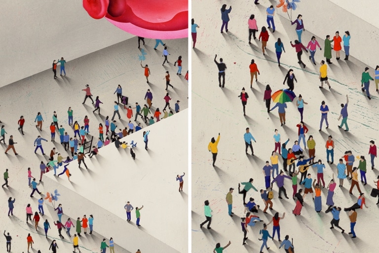 Tiny Painted People Band Together to Form Unique Portrait Art