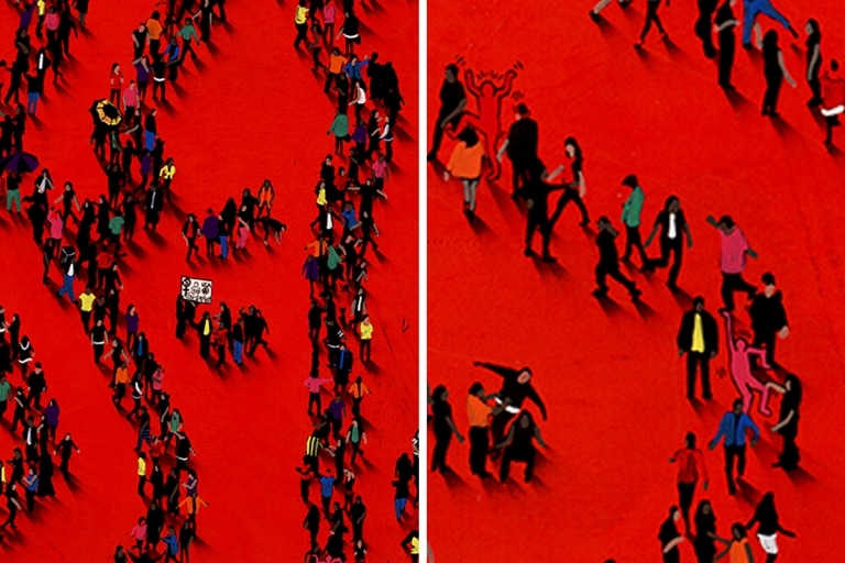 Tiny Painted People Band Together to Form Unique Portrait Art