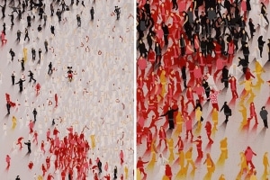 Tiny Painted People Band Together to Form Unique Portrait Art