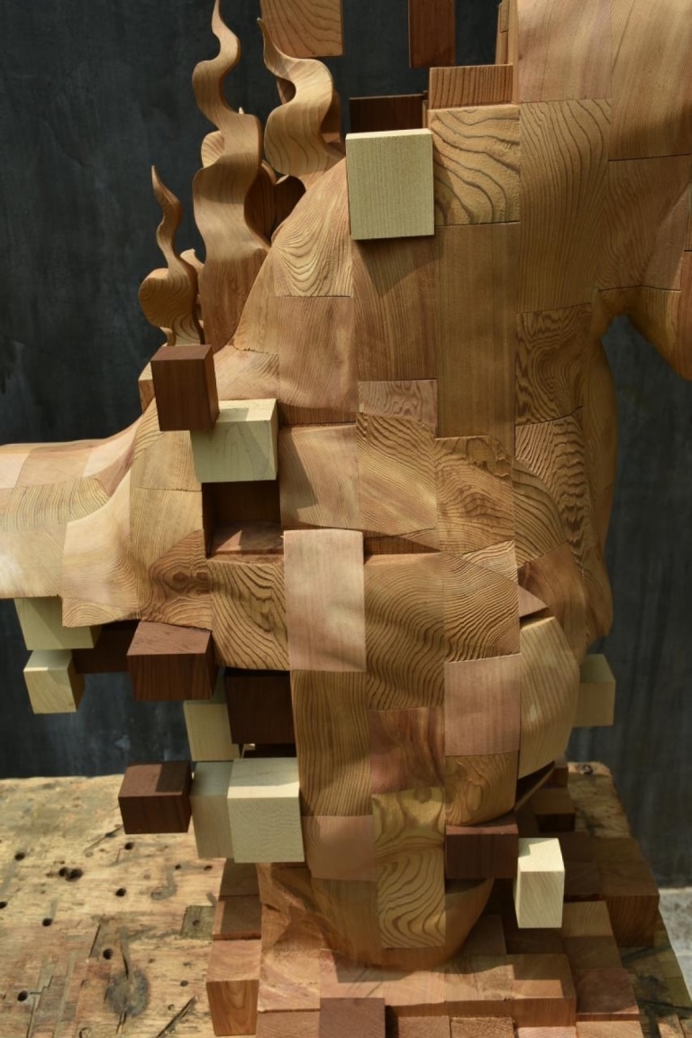 New Dynamic, Pixelated Wood Sculptures from Hsu Tung Han