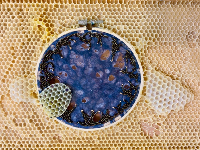 Des Abeilles Mellifères Collaborent À La Broderie De Cette Artiste