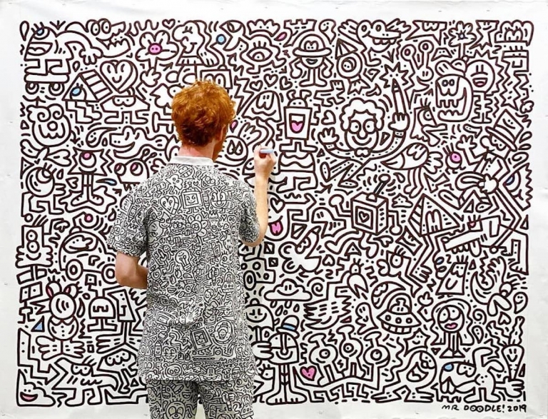 Intricate Doodle Art Goes Off the Page and Invade 3D Spaces