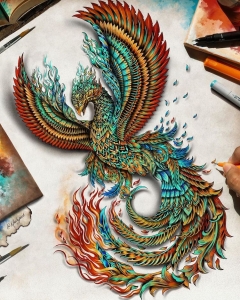 Artist Draws Majestic Creatures Adorned in Colorful Zentangle Patterns