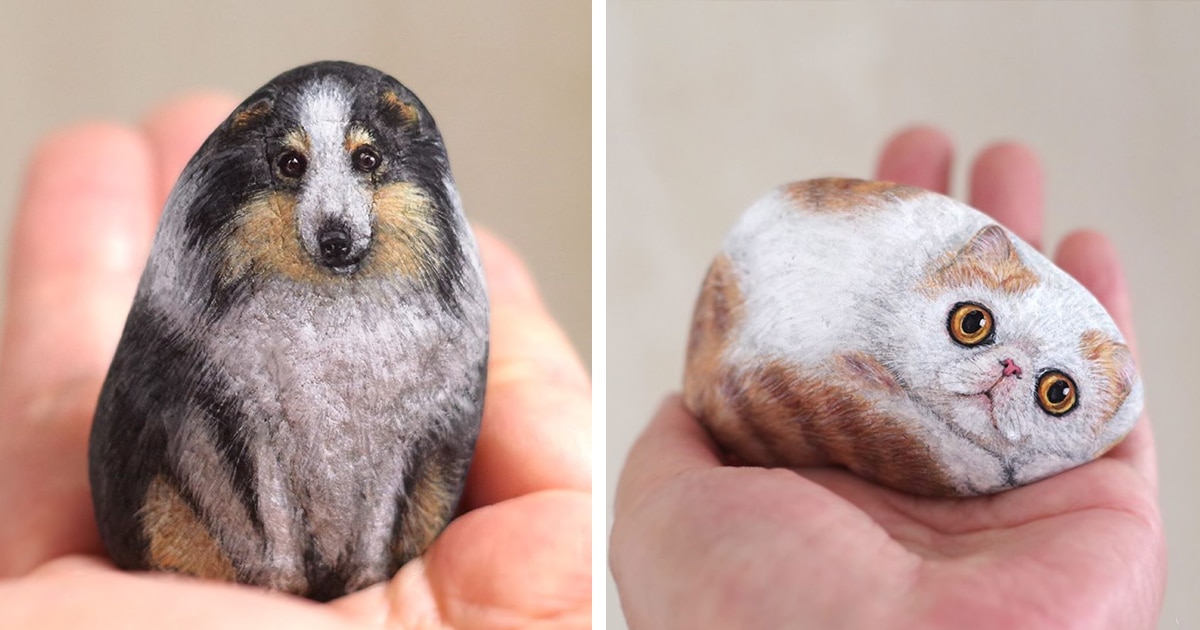 Artist Transforms Ordinary Stones Into Adorable Palm Sized Animal