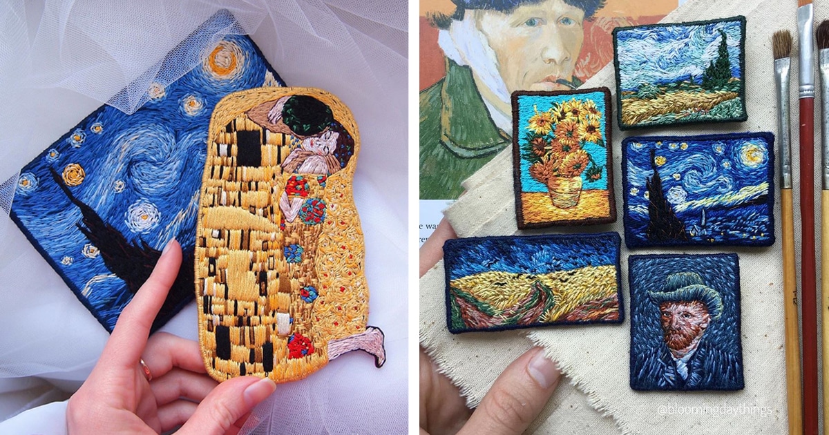 Meticulous Embroidered Brooches Recreate Art History's Iconic Works