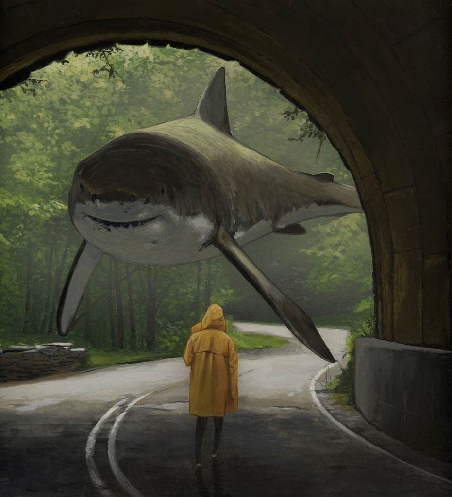 Interview: Artist Creates Surreal Paintings of Sharks Roaming Above Water