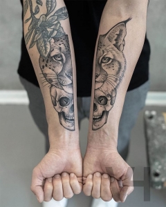 Split-Faced Animal Tattoos Compliment the Symmetry of the Human Body
