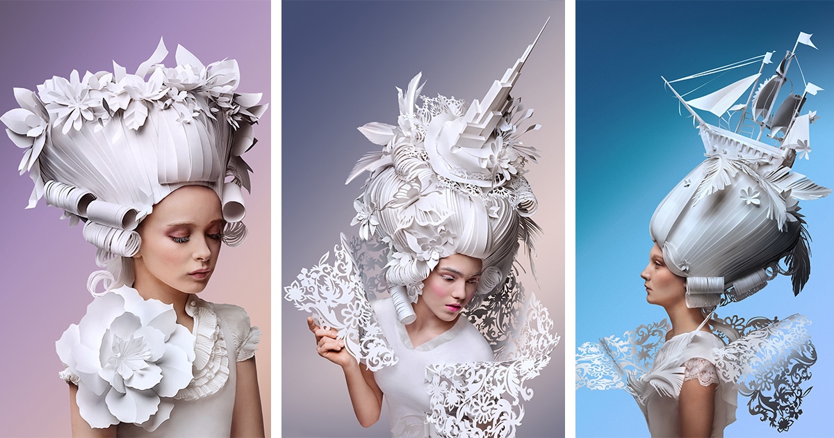 Artist Duo Create Elaborate Baroque-Inspired Wigs Made of Paper
