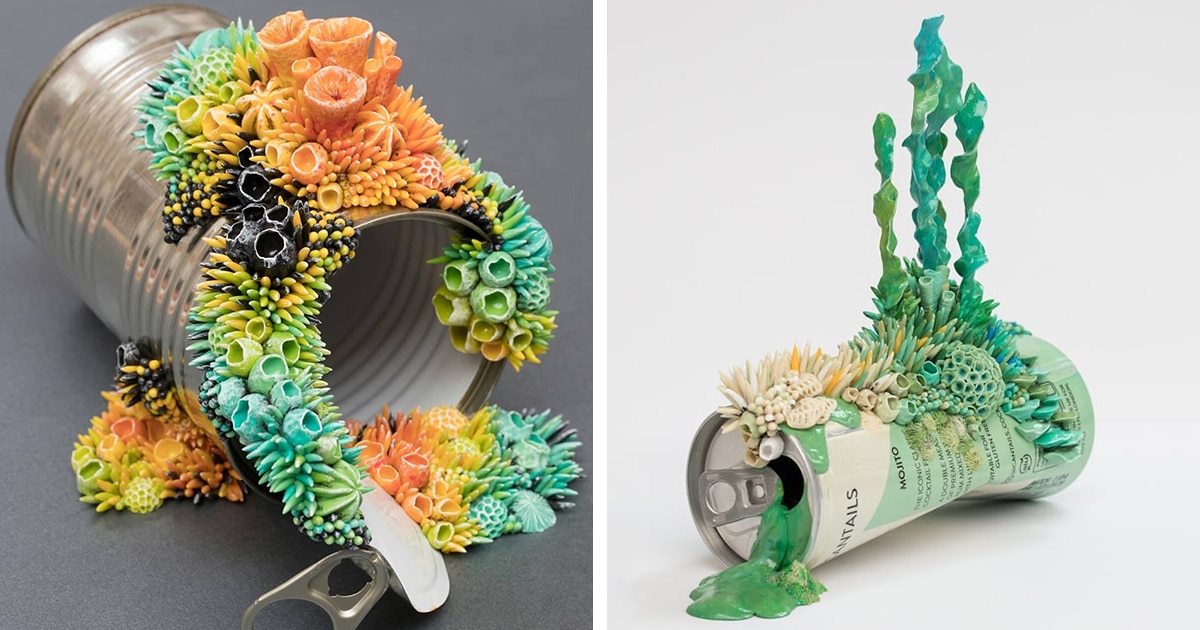 Sculptor Turns Plastic Waste into Vibrant Ecosystems Full of Life