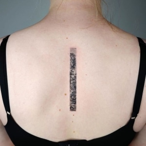 Elegant Rectangle Tattoo Designs Reveal a Sliver of Colorful Scenes
