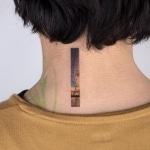 Elegant Rectangle Tattoo Designs Reveal a Sliver of Colorful Scenes