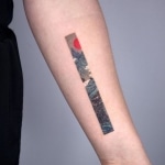 Elegant Rectangle Tattoo Designs Reveal a Sliver of Colorful Scenes
