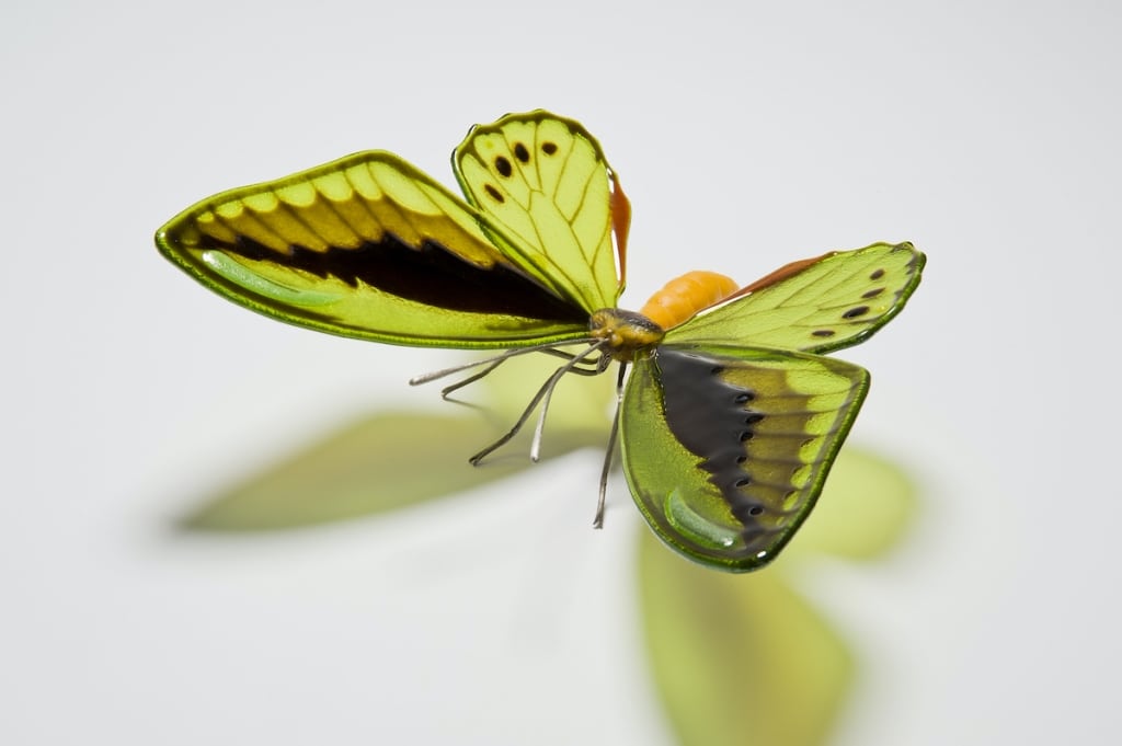 Butterfly Glass Sculpture Modeled After Rare and Endangered Species