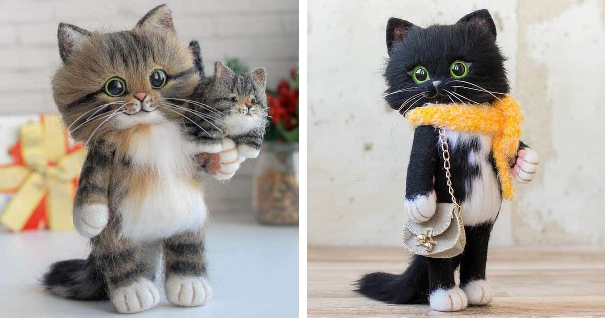 Artist Crafts Incredibly Cute Felted Cats From Wool