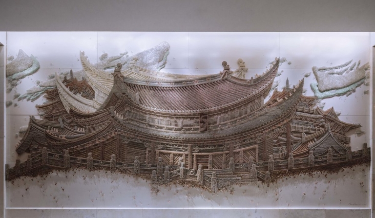 Artist Uses Thousands of Beads and Buttons to Create Architectural Art